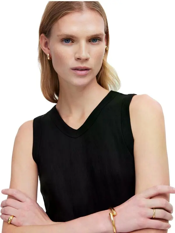 Madewell Generative Cotton Ribbed High V-neck Tank - Jet Black