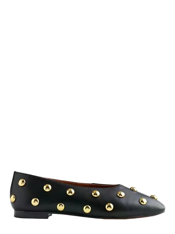 Madewell The Mylie Stud-embellished Leather Ballet Flat - True Black