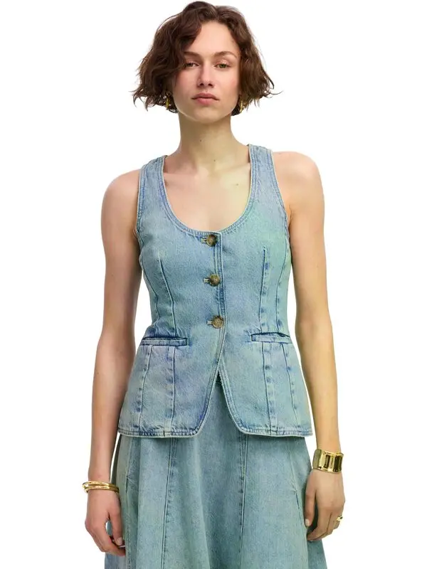 Madewell Denim Scoopneck Cutaway Vest - Edmonson Wash