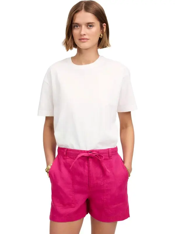 Madewell Pull-on Drawstring Linen Shorts - Modern Fuchsia