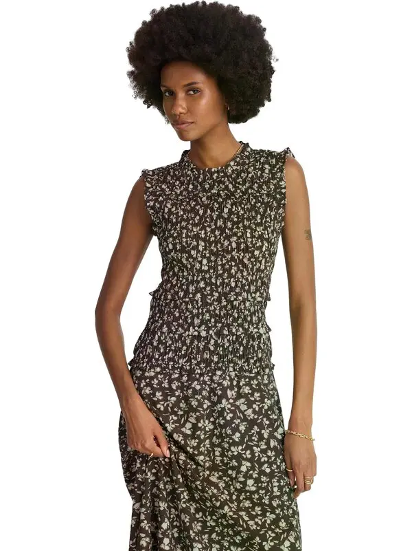 Madewell Smocked Sleeveless Midi Dress - Carissa Print