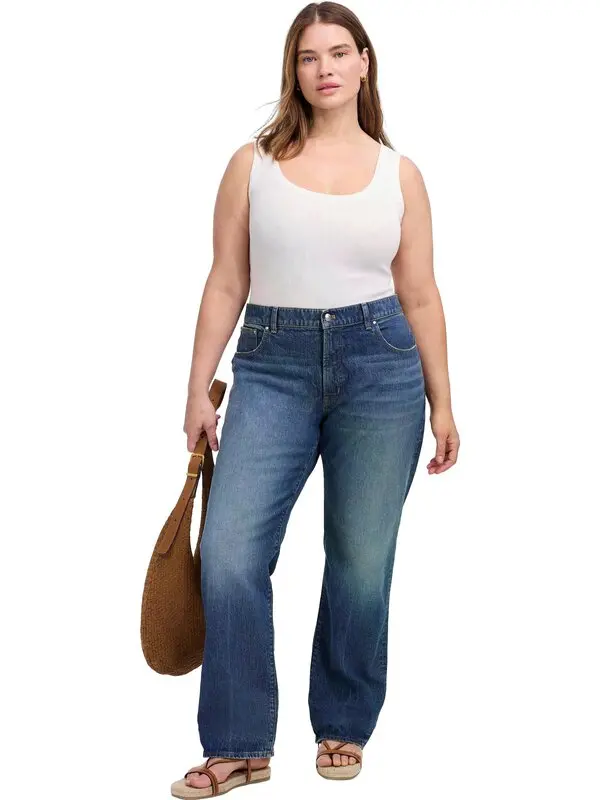 Madewell The Plus Curvy Longline Straight Jean - Greendale Wash