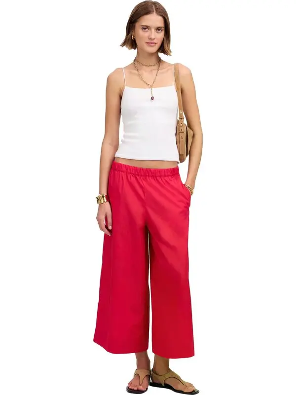 Madewell Cotton Poplin Pull-on Culottes - Watermelon
