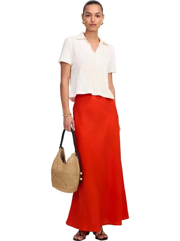 Madewell Linen Maxi Slip Skirt - Bright Flame