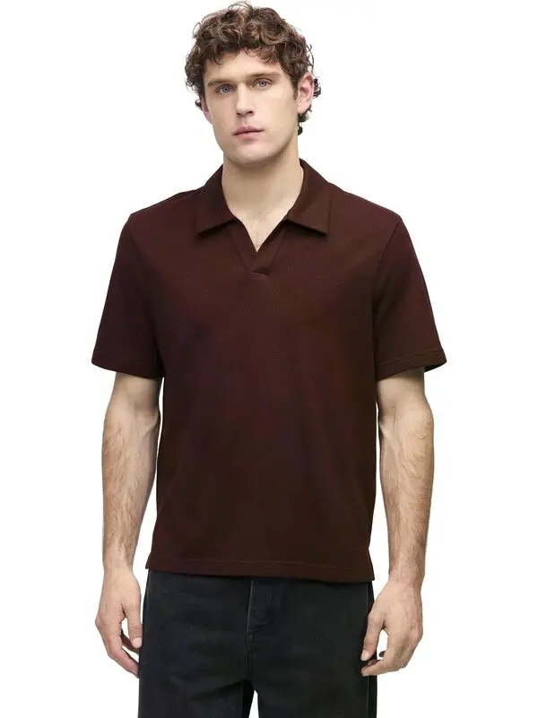 Madewell Johnny-collar Polo In Heavyweight Mesh - Chocolate Raisin