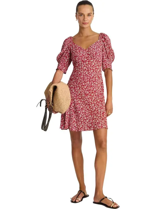 Madewell Floral Puff-sleeve Mini Dress - Eloise Floral Red