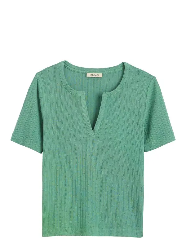 Madewell Pointelle Notch Neck Tee - Lagoon Green