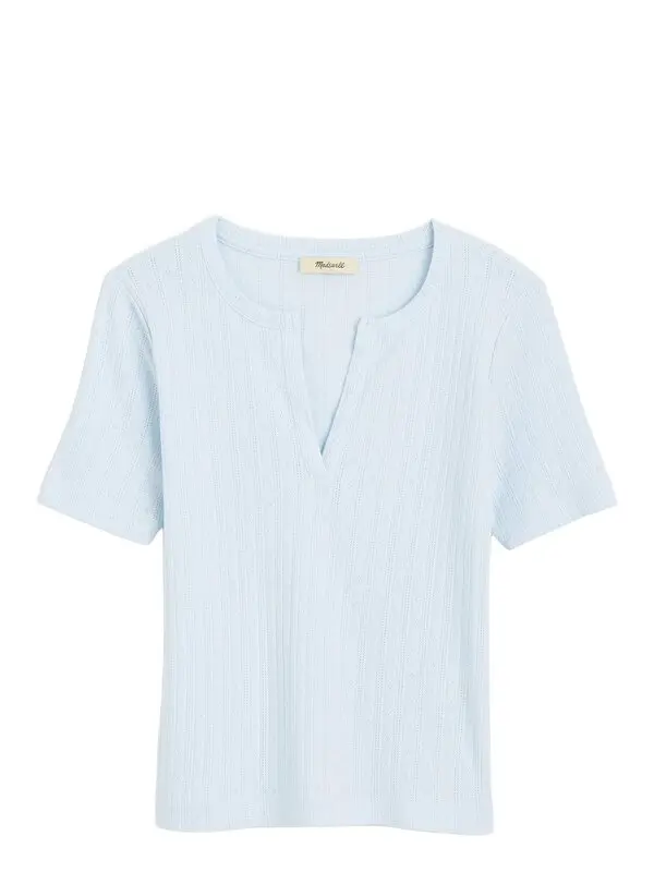 Madewell Pointelle Notch Neck Tee - Soft Blue