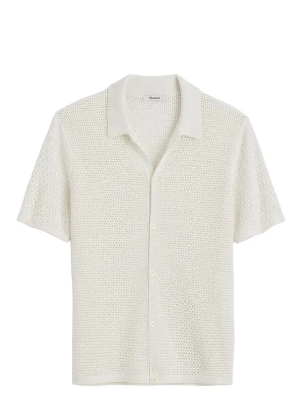 Madewell Open-stitch Button-up Sweater Polo - Soft White