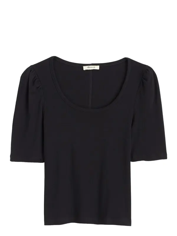 Madewell Puff-sleeve Scoopneck Tee - Jet Black