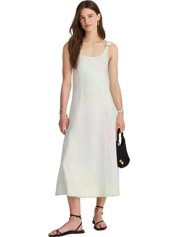 Madewell Denim Scoopneck Midi Dress - Pure White