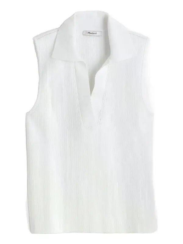 Madewell Cotton Johnny-collar Sweater Tank - White