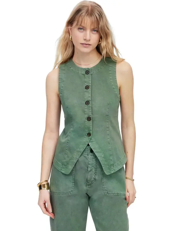 Madewell Twill Crewneck Vest - Green
