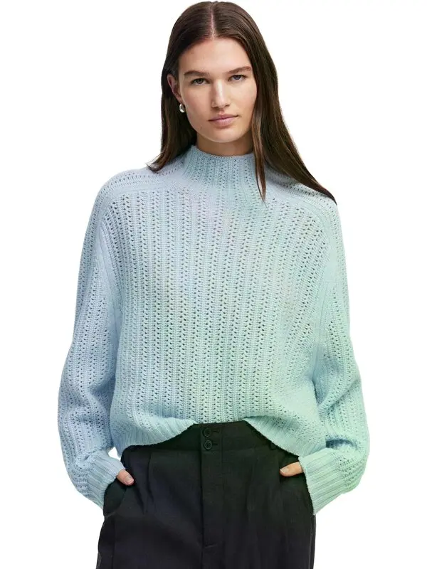 Madewell Pointelle-stitch Mockneck Sweater - Hthr Pale Dawn