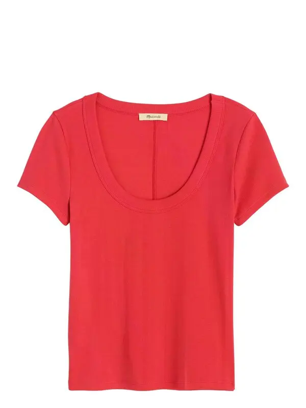 Madewell Generative Cotton Ribbed Scoopneck Tee - Watermelon