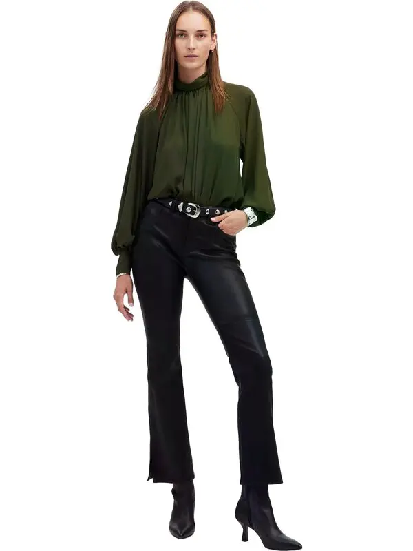 Madewell Chiffon Turtleneck Top - Mossy Umber