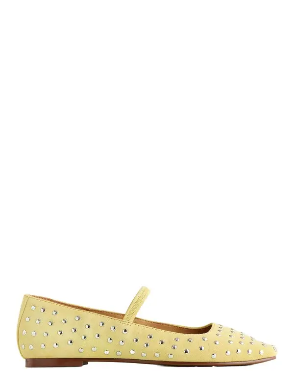 Madewell The Greta Ballet Flat In Stud-embellished Suede - Iced Lemon