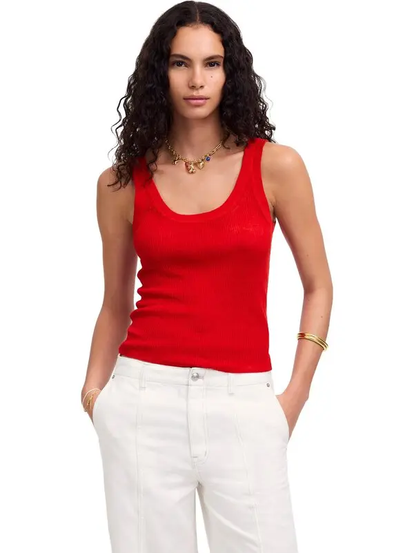 Madewell Linen-blend Scoopneck Sweater Tank - Festival Red