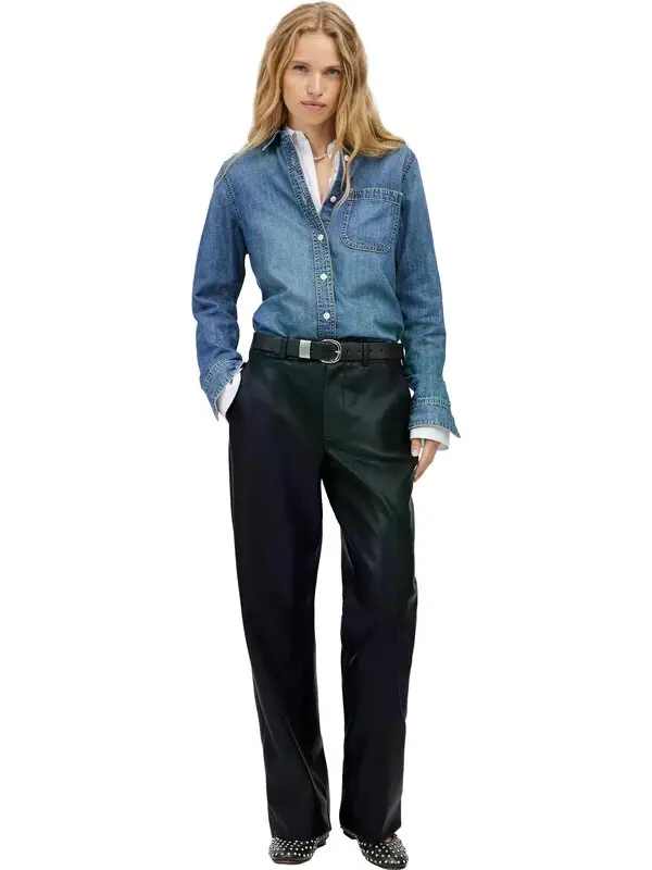 Madewell Low-slung Baggy Faux Leather Pants - Black
