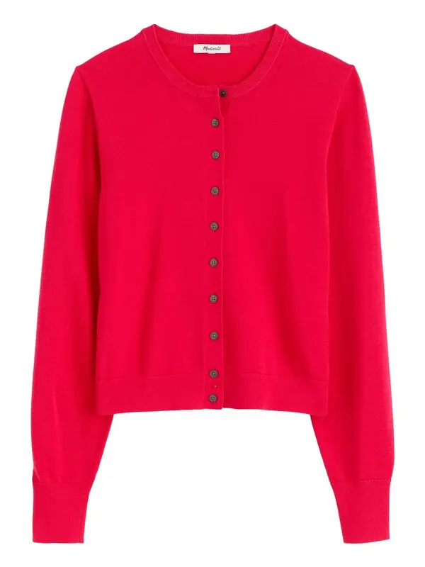 Madewell Crew Neck Cotton Cardigan - Watermelon