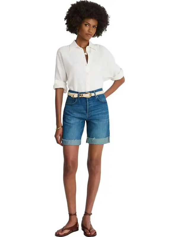 Madewell Long Baggy Cuffed Jean Shorts - Mifflin Wash
