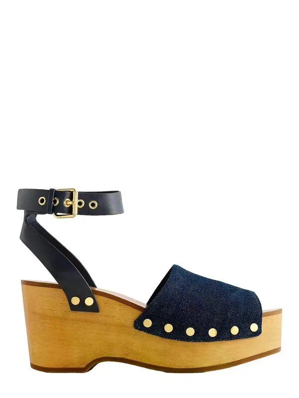 Madewell The Anouk Platform Clog Sandal - Dark Denim Multi