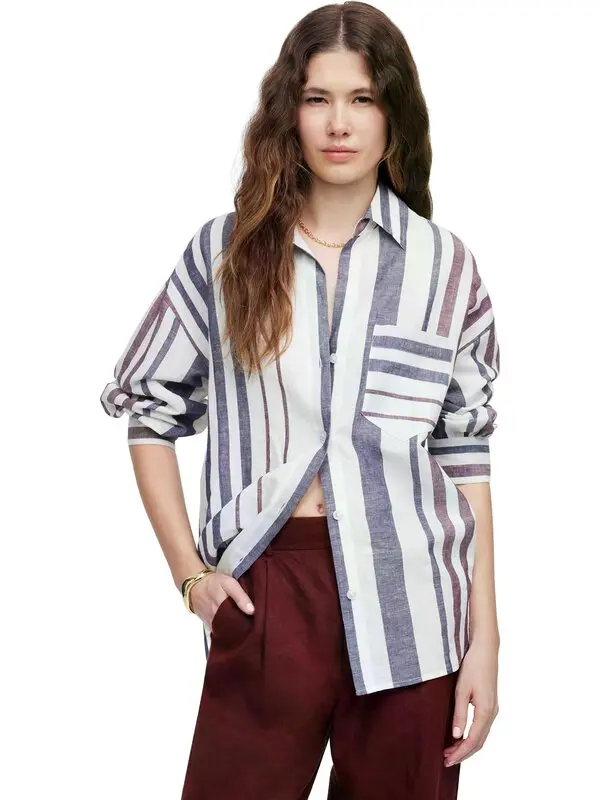 Madewell Shirred Linen-cotton Button-up Shirt - White