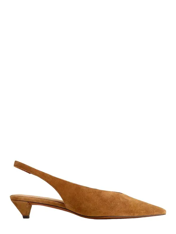 Madewell The Simone Kitten-heel Slingback Pumps - Dried Acorn