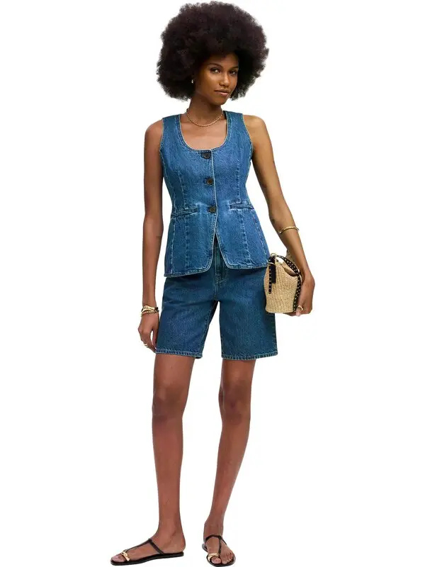 Madewell Denim Scoopneck Cutaway Vest - Dowe Wash