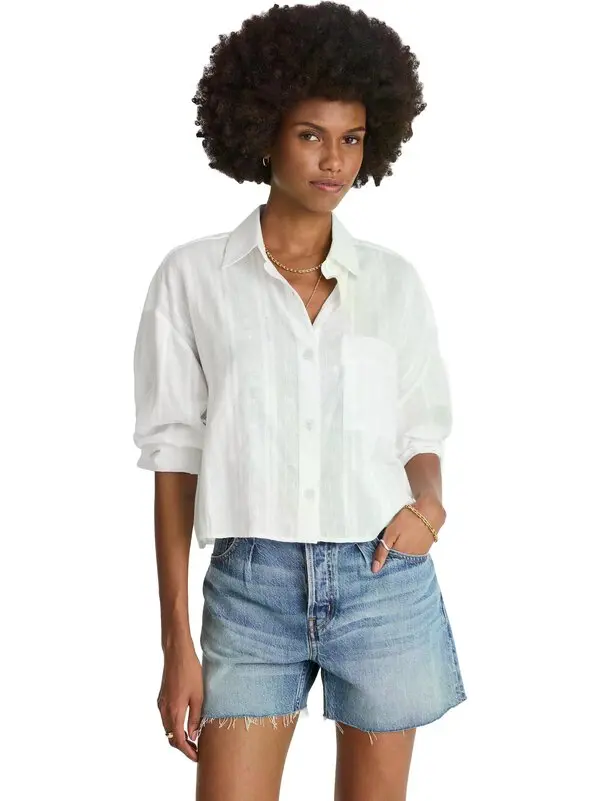 Madewell Straight-hem Shirt In Cotton Dobby - White