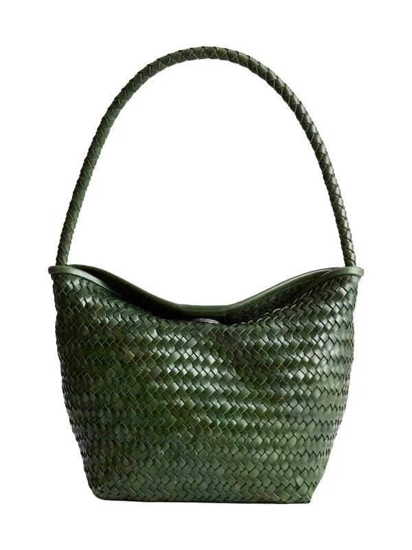 Madewell Woven Leather Shoulder Bag - Golf Green
