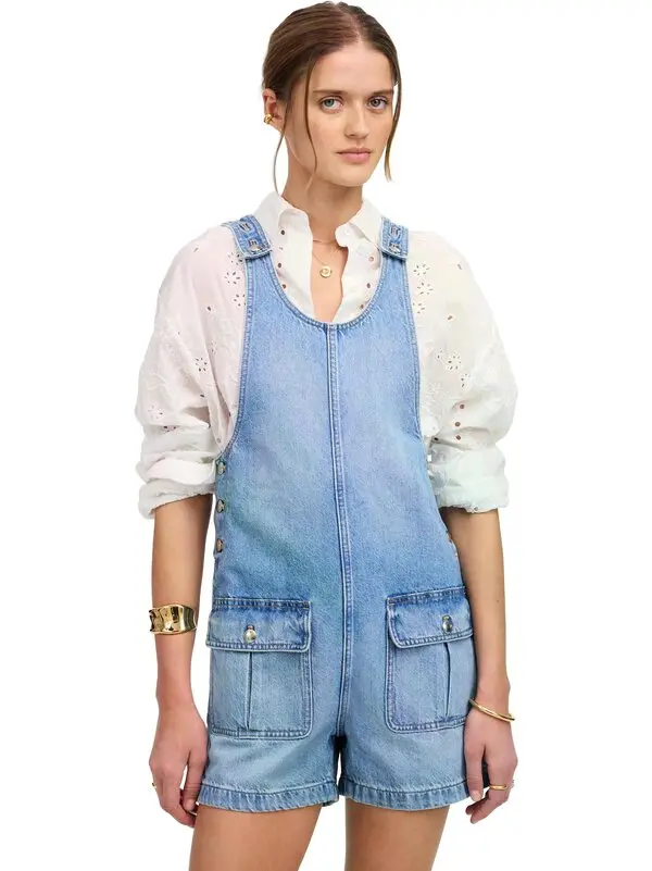 Madewell Scoopneck Denim Shortalls - Allenwood Wash
