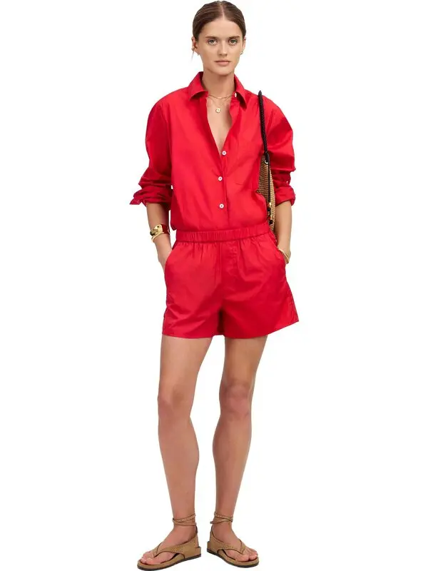 Madewell Pull-on Poplin Shorts - Cerise