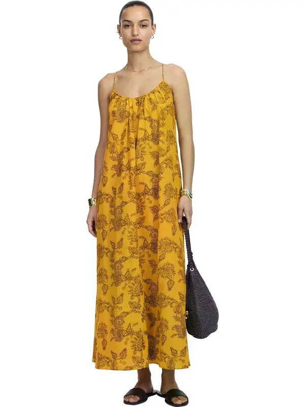 Madewell U-neck Crossback Paisley Maxi Dress - Pollen