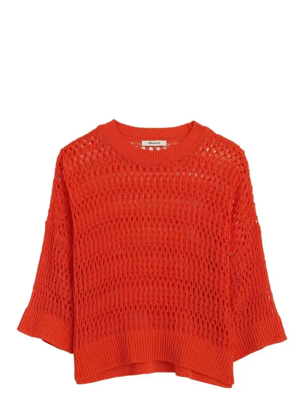 Madewell Relaxed Open-stitch Sweater Tee - Fiery Orange