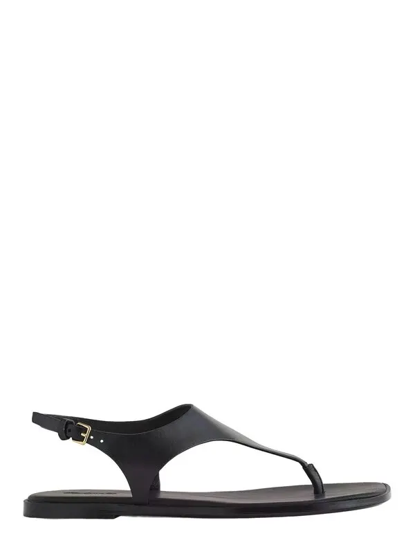 Madewell The Kira Leather Thong Sandals - True Black