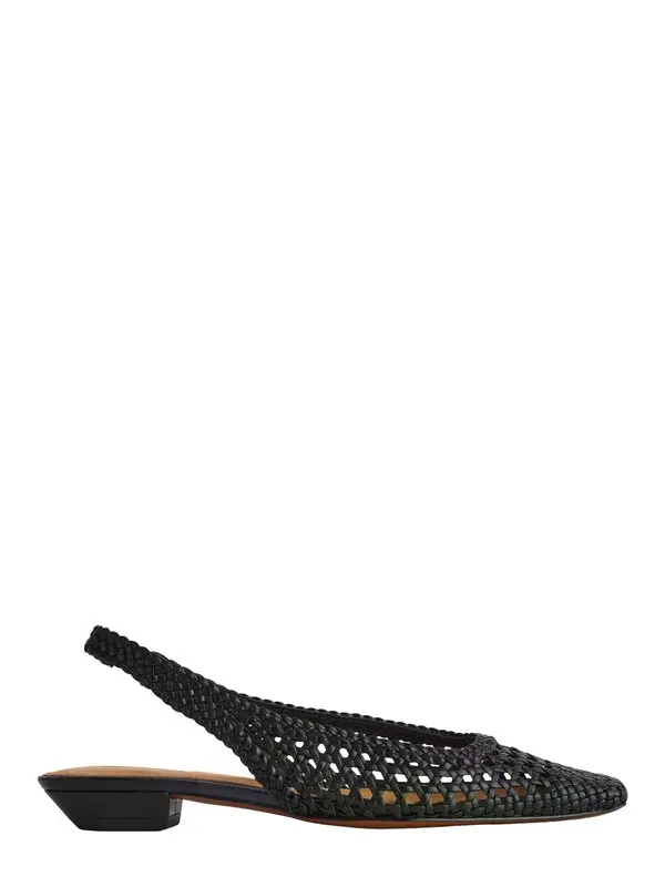 Madewell The Ophelia Slingback Flats In Woven Leather - True Black