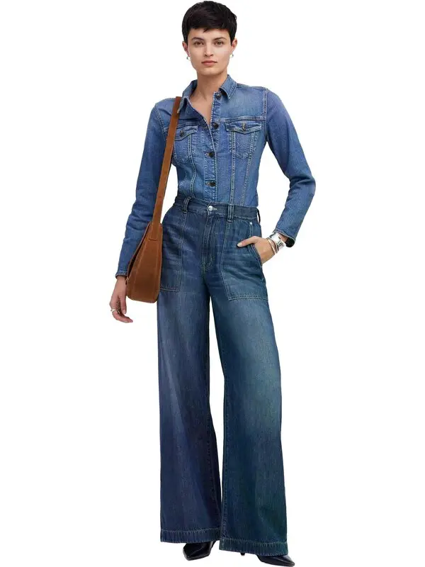 Madewell Superwide-leg Utility Jeans In Airy Denim - Lindewood Wash