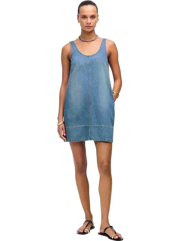 Madewell Denim Scoopneck Mini Dress - Remsen Wash