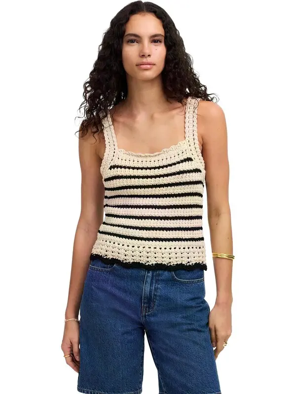 Madewell Crochet-stitch Stripe Tank - Natural And Black Stripe