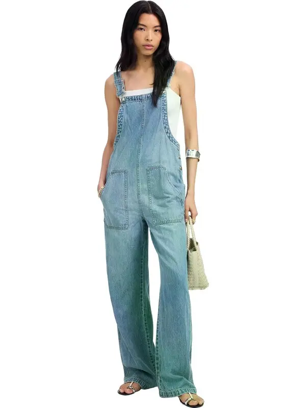Madewell Wide-leg Airy Denim Overalls - Ashbury Wash