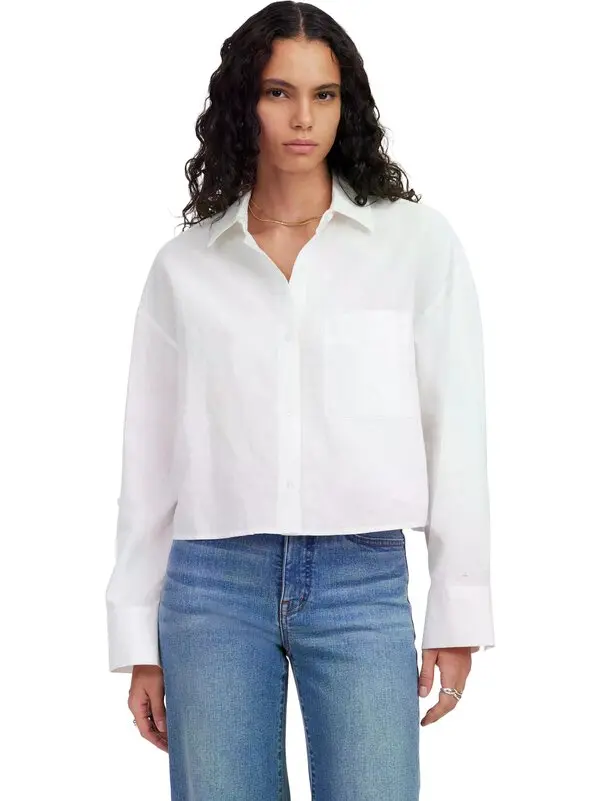 Madewell Straight-hem Shirt In Linen-cotton - White