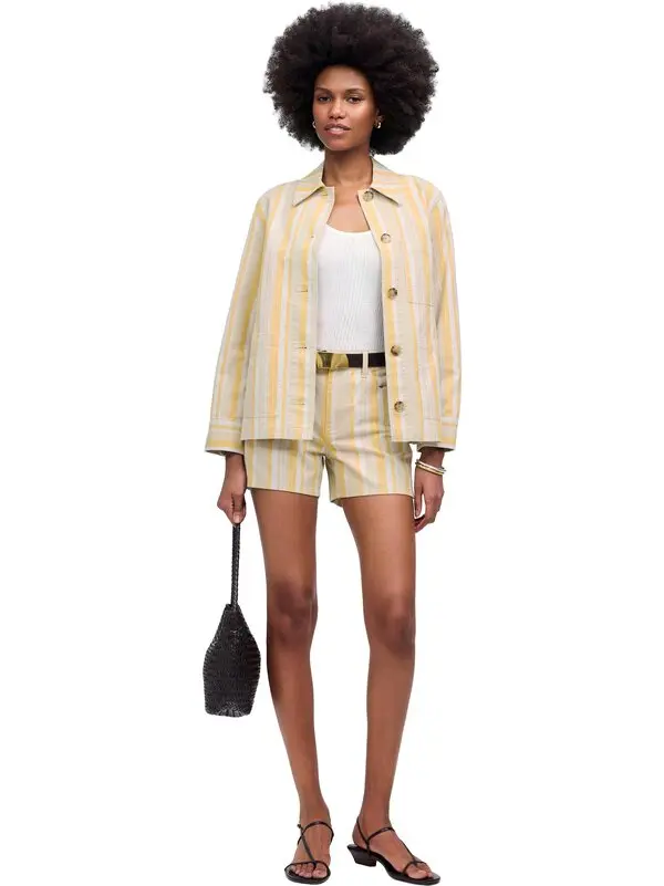 Madewell Long Stripe Chore Jacket - Poplar Yellow