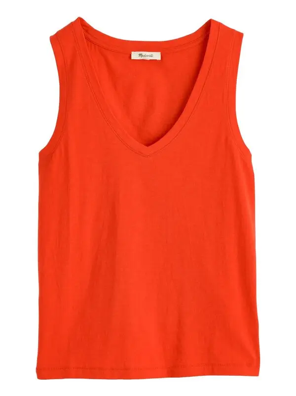 Madewell Slub Relaxed V-neck Tank - Bright Flame