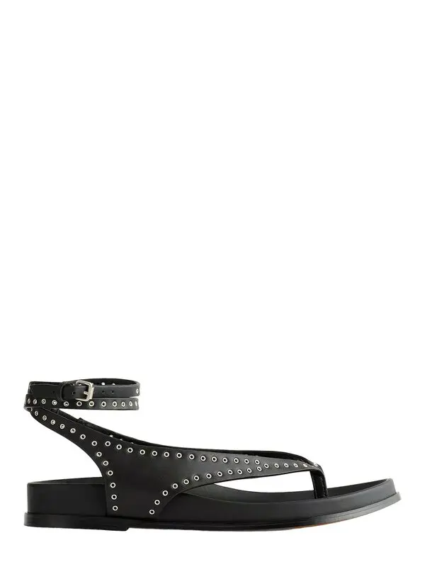 Madewell The Eleni Ankle-wrap Thong Sandal In Embellished Leather - True Black