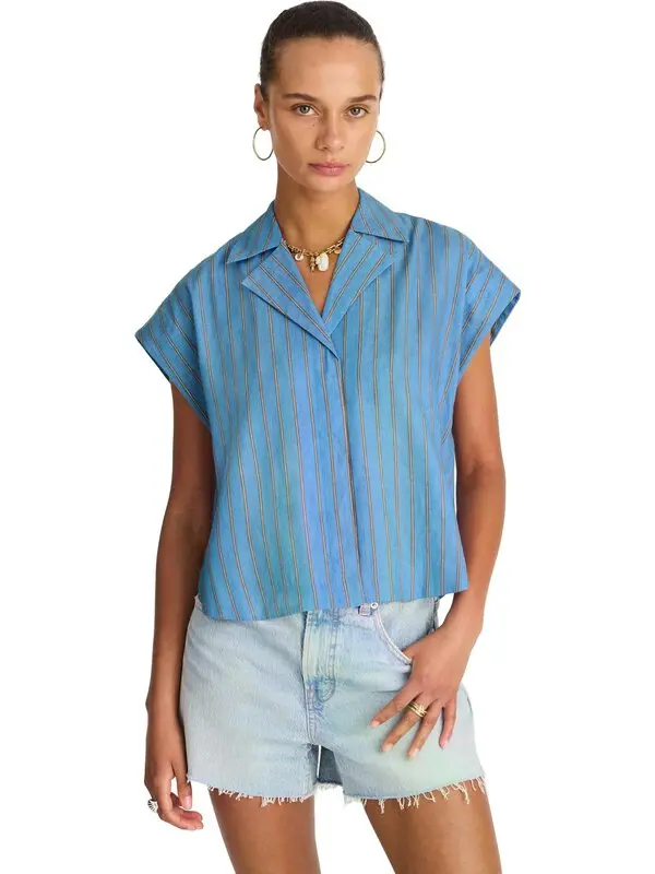 Madewell Resort-collar Linen-blend Shirt - Delphinium Blue