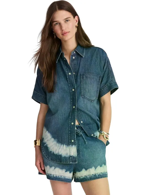 Madewell Shibori Denim Short-sleeve Shirt - Shibori Wash