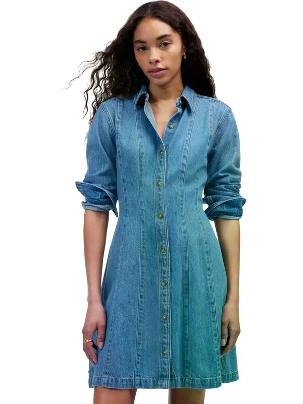 Madewell Seamed Mini Dress In Airy Denim - Ramey Wash