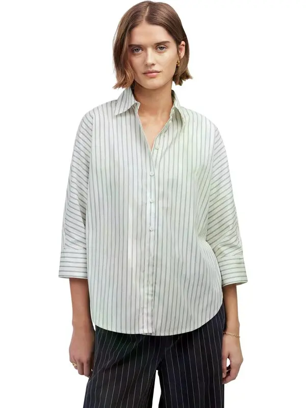Madewell Poplin Oversized Button-up Striped Shirt - White