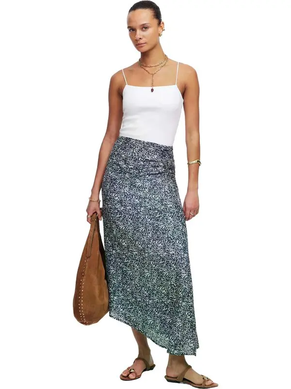 Madewell Ruched Asymmetric Midi Skirt - Night Indigo